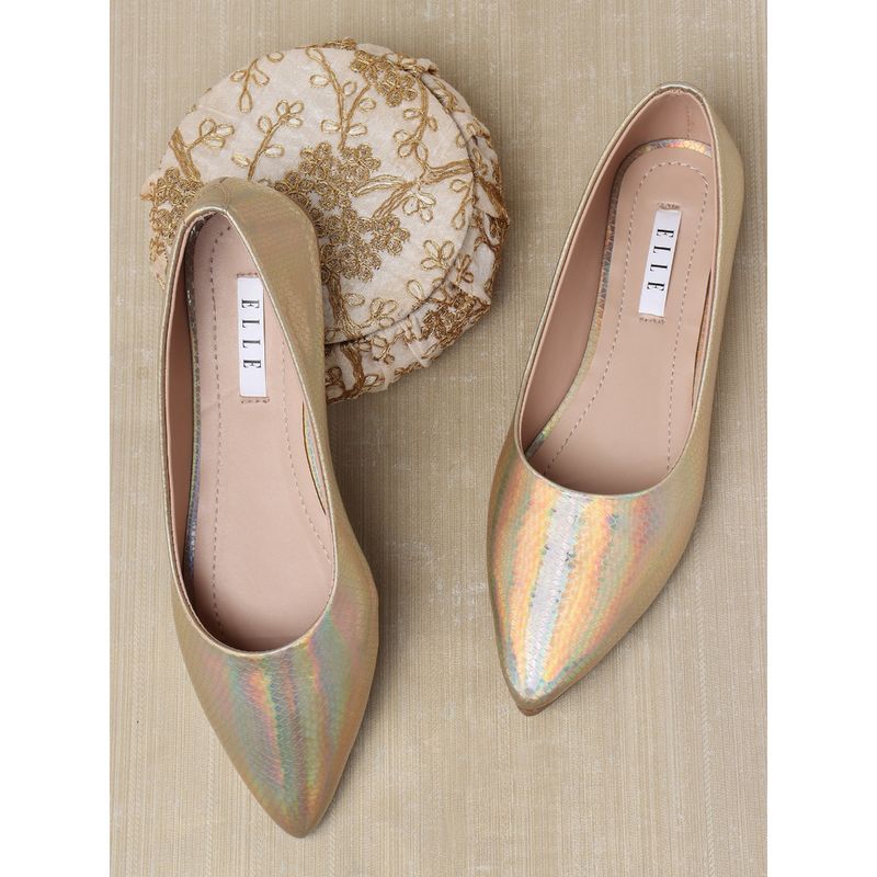 Buy ELLE Gold Women Slip On Ballerinas Online