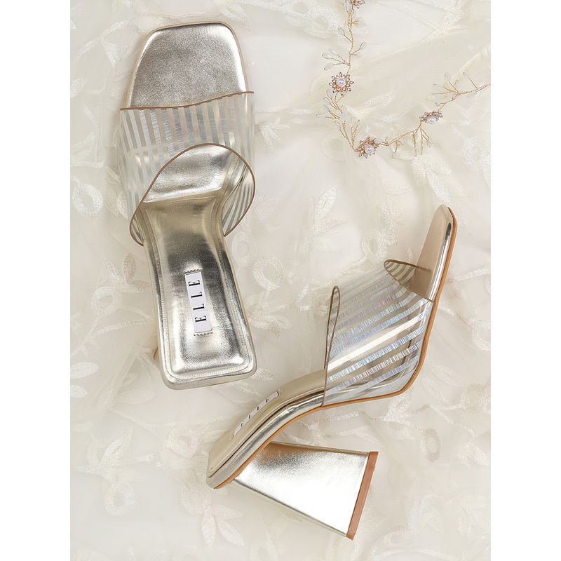 Buy ELLE Gold Women Slip On Sandals Online