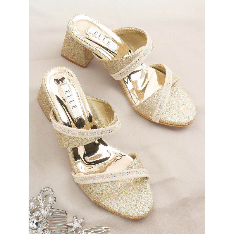 Buy ELLE Gold Women Slip On Sandals Online