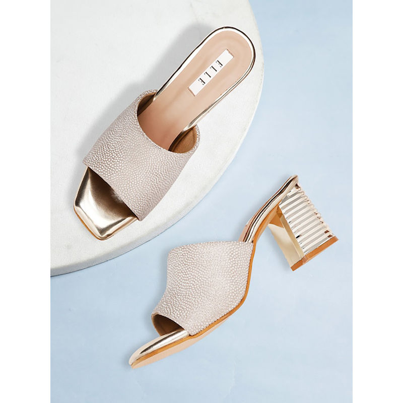 Buy ELLE Gold Women Slip On Sandals Online