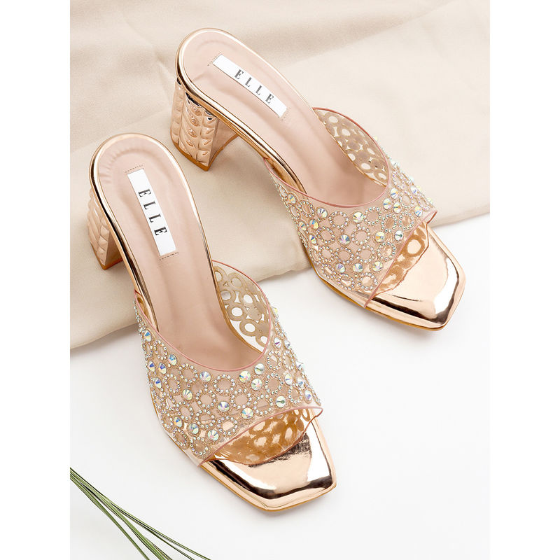 Buy ELLE Gold Women Slip On Sandals Online