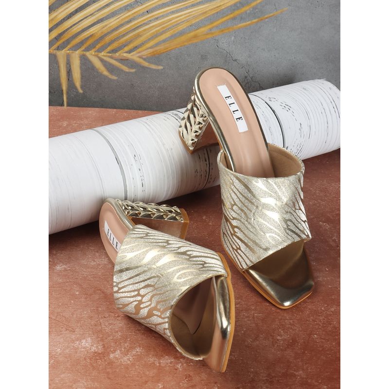 Buy ELLE Gold Women Slip On Sandals Online