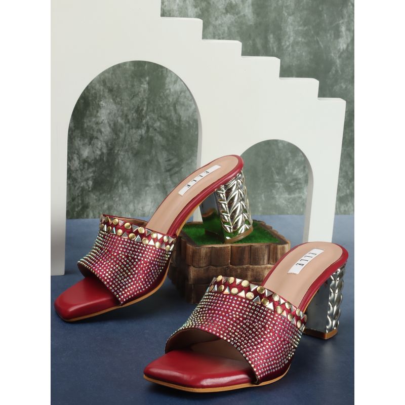Buy ELLE Red Women Slip On Sandals Online