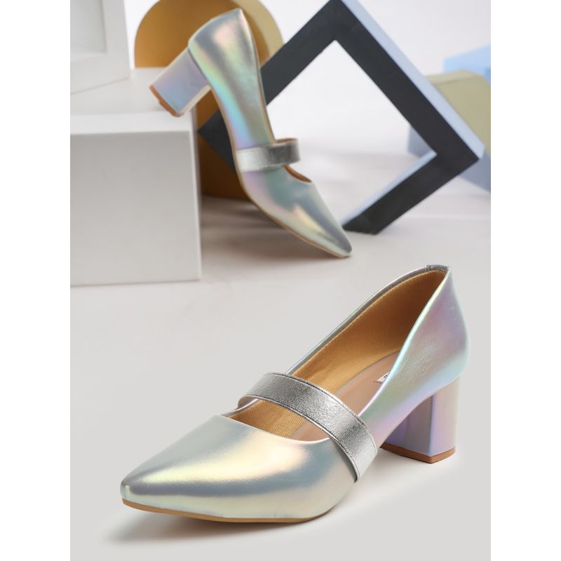 Buy ELLE Silver Women Slip On Pumps Online