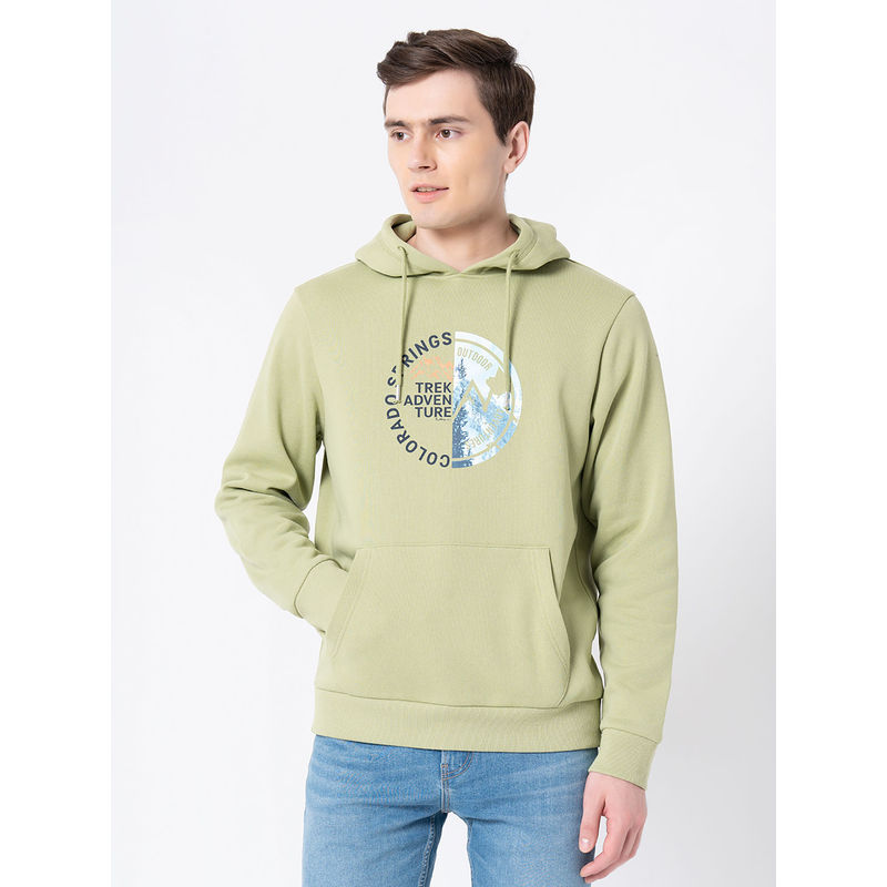 Buy Red Tape Green Printed Regular Fit Hoodie Online