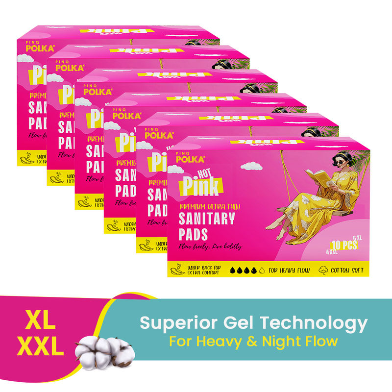 Buy Hot Pink Ultra Thin Sanitary Pads 60 (24 XXL & 36 XL) for Heavy ...