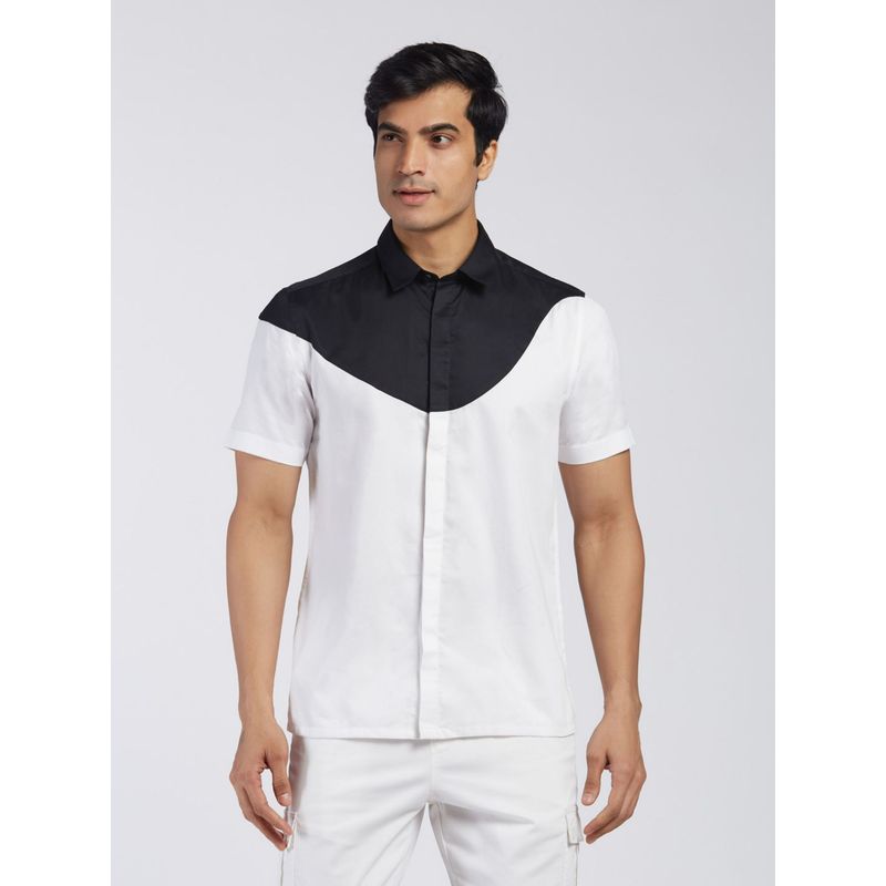 Buy KINGDOM OF WHITE Eclipse Mens Colour Blocked Pure Cotton White ...
