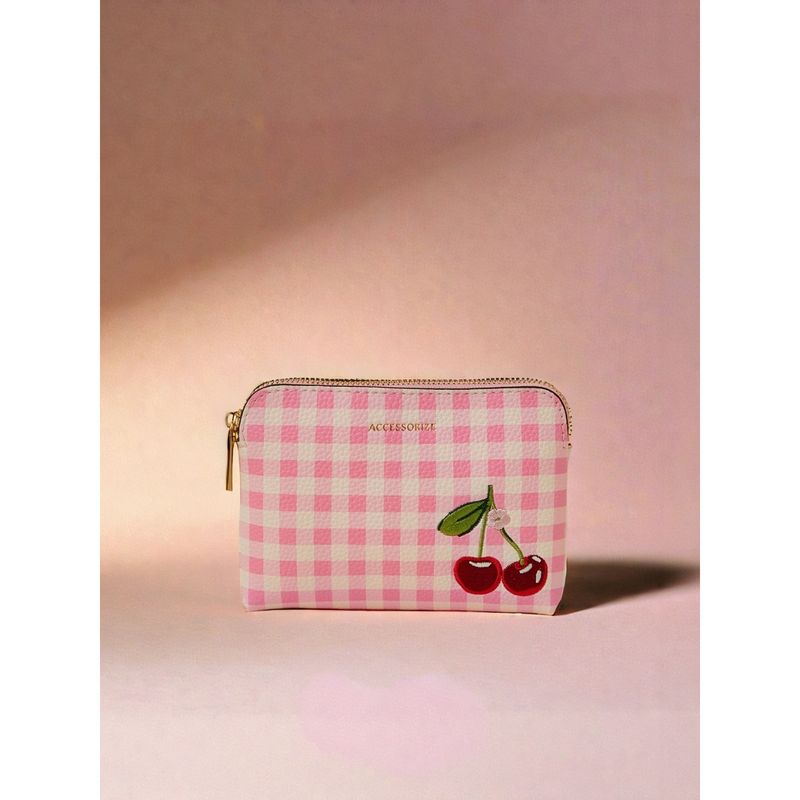 Buy Accessorize London Women's Pink Check Cherry Coin Wallet Online