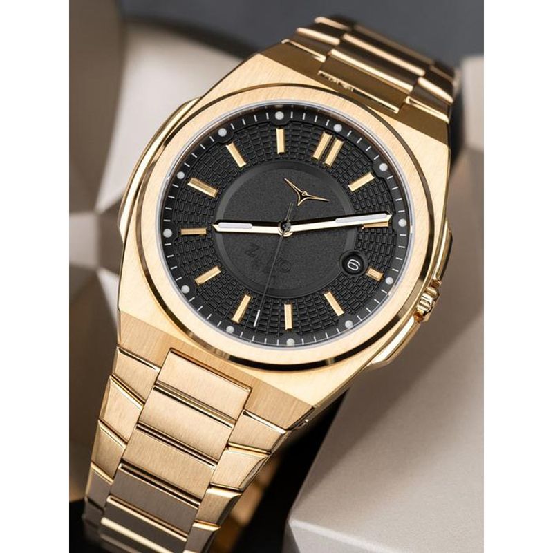 Buy ZINVO Rival Gold Quartz Black Round Dial Men Watch 100-05 (M) Online