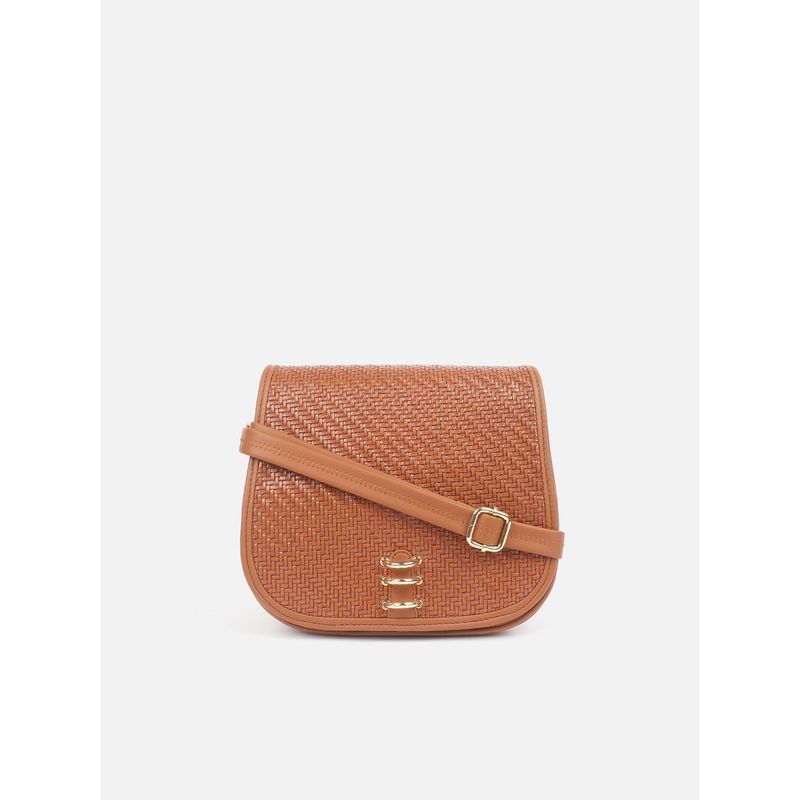 Buy Carlton London Tan Textured Structured Sling Bag (S) Online