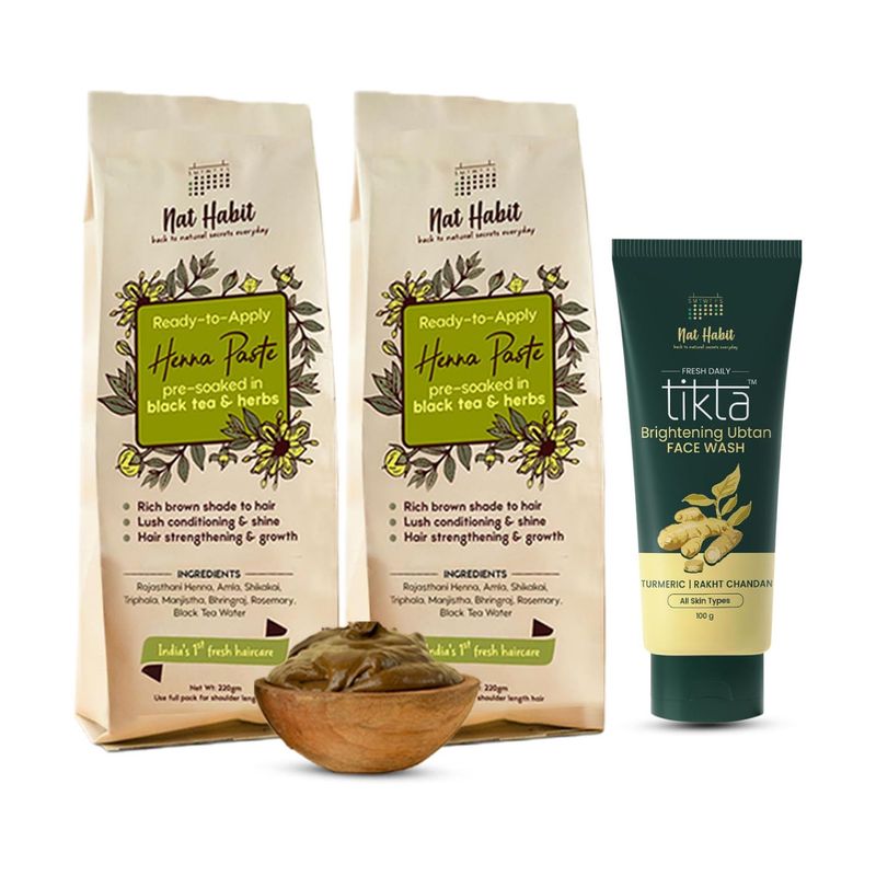 Buy Nat Habit Ready-To-Apply Henna Paste- Dark Brown Mehendi & Ubtan ...