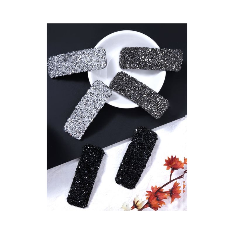 Buy Yellow Chimes Women Embellished Tic Tac Hair Clip (Set of 3) Online