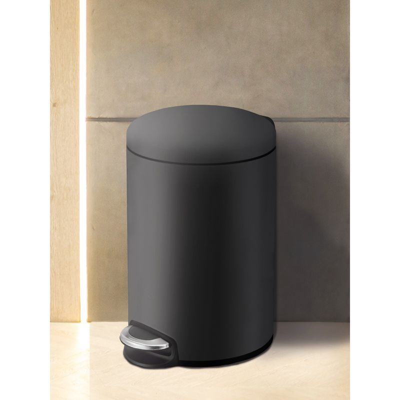Buy OBSESSIONS Stainless Steel Step Dustbin with Liner, 5 Litres, Black ...