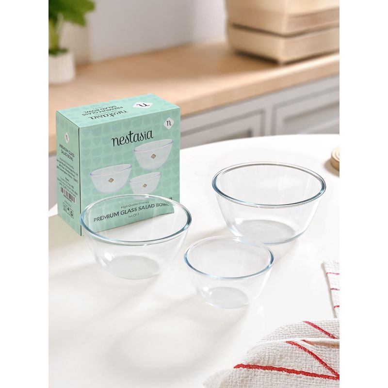 Buy Nestasia 3 Pcs Glass Bowl Microwave Oven Safe (Pack of 3) Online