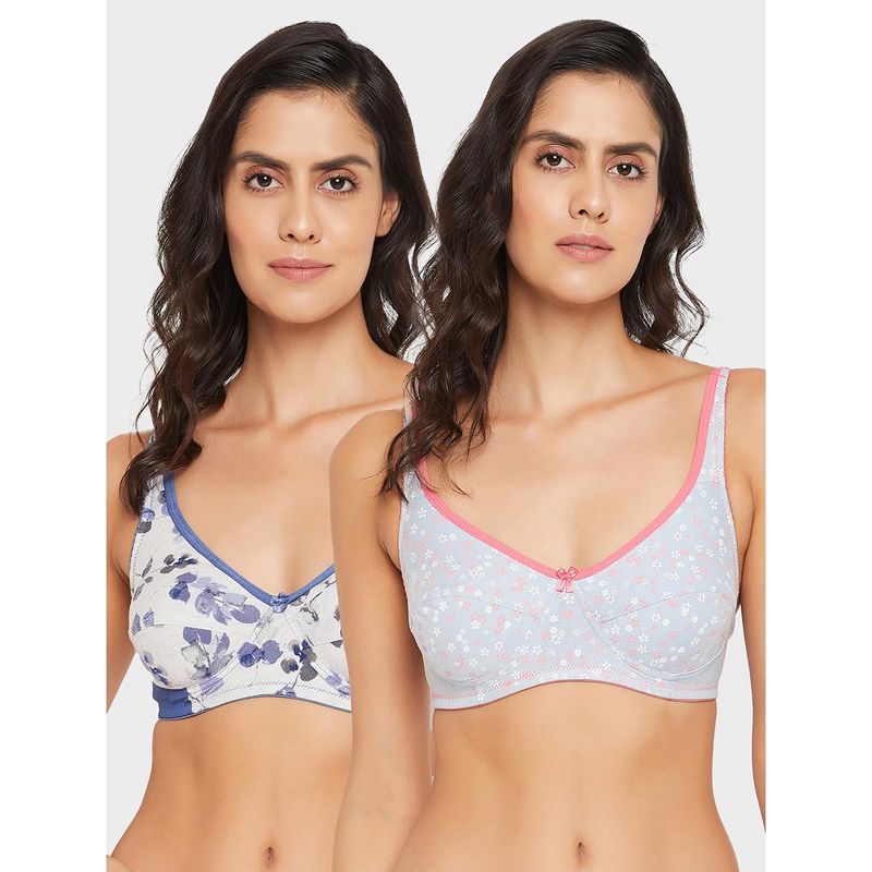 Buy Clovia Cotton Non-padded Non-wired Full Cup Floral Print Bra (Pack of 2) Online