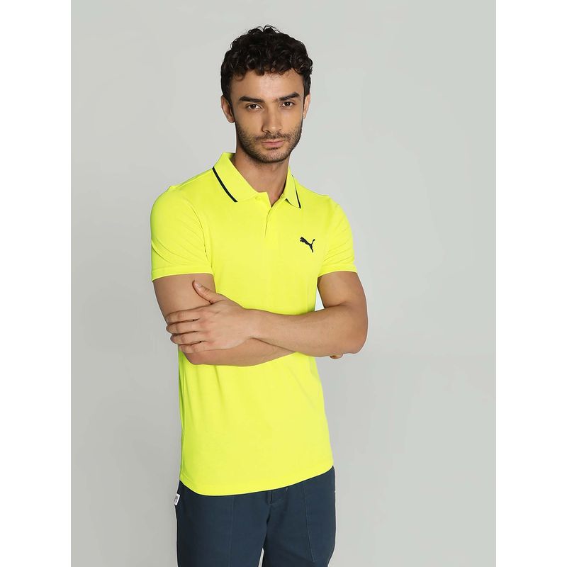 Buy Puma Collar Tipping Men Yellow Polo T-Shirt Online