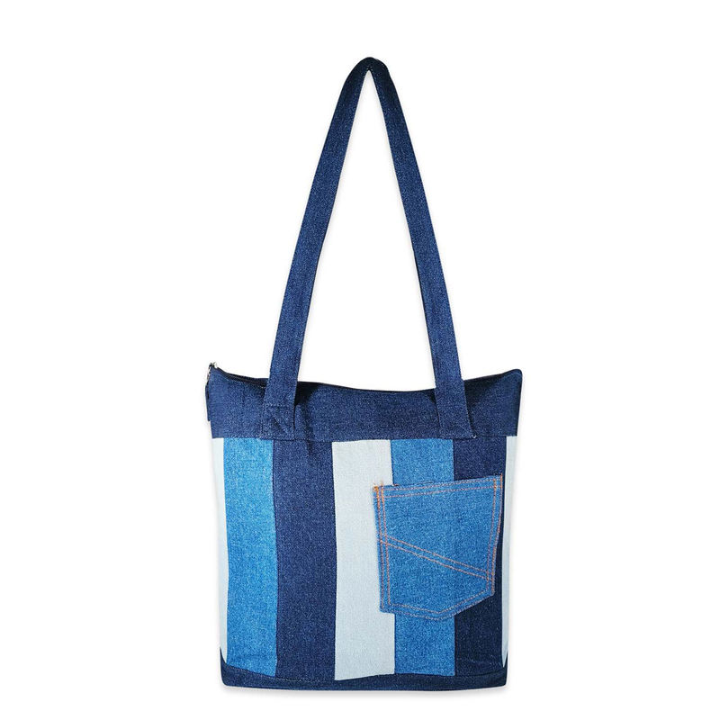 Buy THE PURANI JEANS Denim Colorblock Tote Bag Online