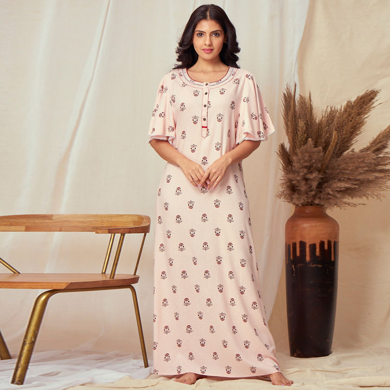 July for Women Rayon Pink Long Nighty - JJN380 - Pink: Buy July for ...