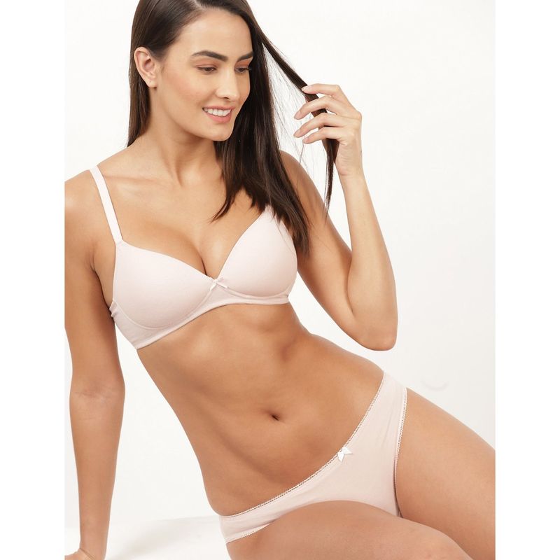 Marks And Spencer Cotton Mix Plain Plunge Neck T Shirt Bra Pink Buy