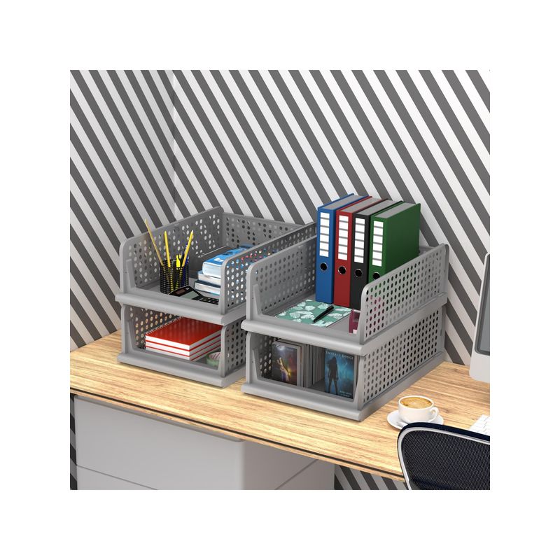 Buy Kuber Industries Grey Plastic Office Desk Organizers (Pack of 4) Online