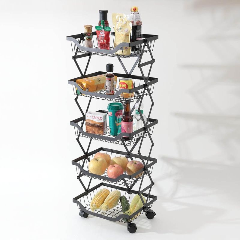 Buy UMAI Collapsible Storage Organizer Baskets Rack Five Layer Black Online