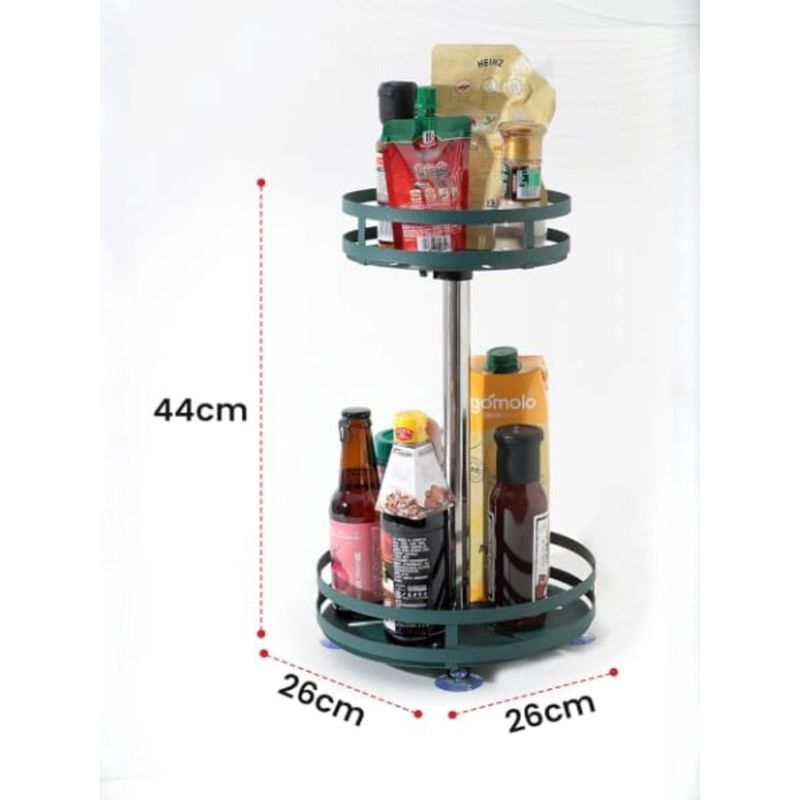 Buy UMAI Two Layer Revolving Kitchen Storage Organizer Rack Teal ...