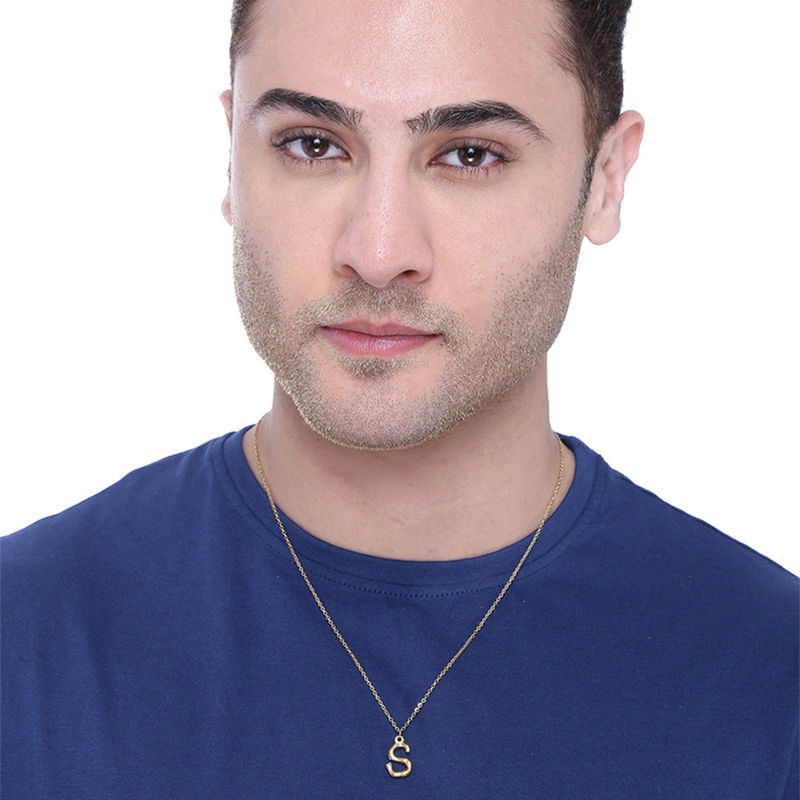 Buy Yellow Chimes Gold -toned Stainless Steel Initial Alphabet Letter S ...