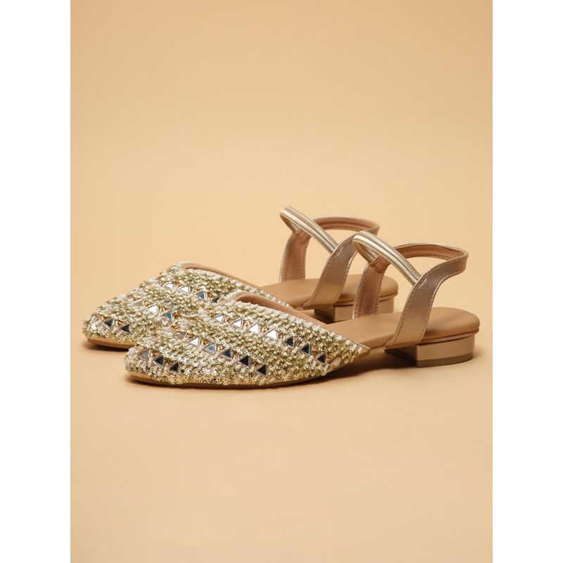 Buy Eridani Davina Gold Embroidered Heels Online