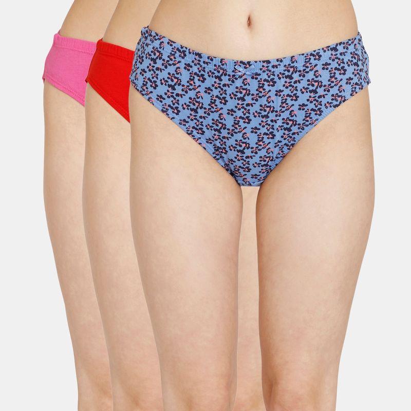 Buy Zivame Rosaline Medium Rise Full Coverage Bikini Panty (Pack Of 3) - Assorted - Multi-Color ...