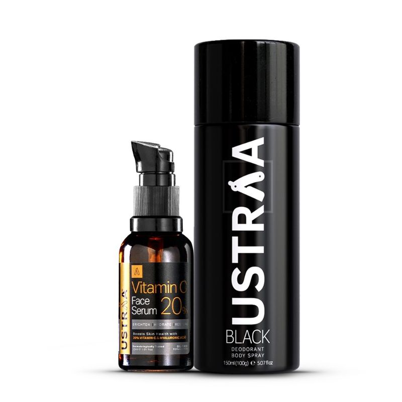 Buy Ustraa 20% Vitamin C Face Serum & Black Deodorant Combo Online