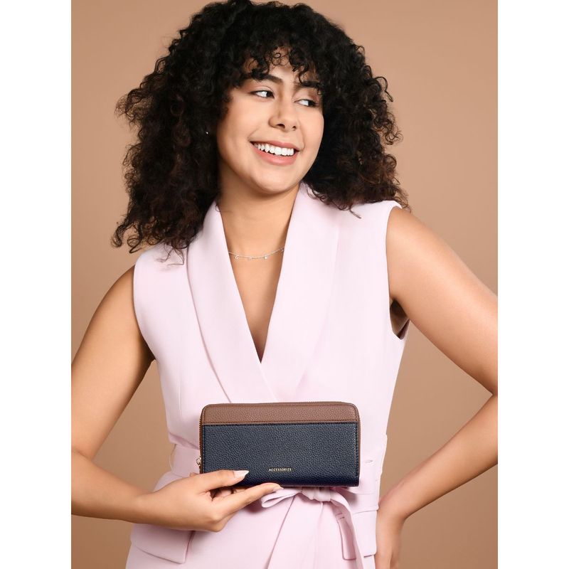 Buy Accessorize London Womens Navy Blue Contrast Piping Wallet Online