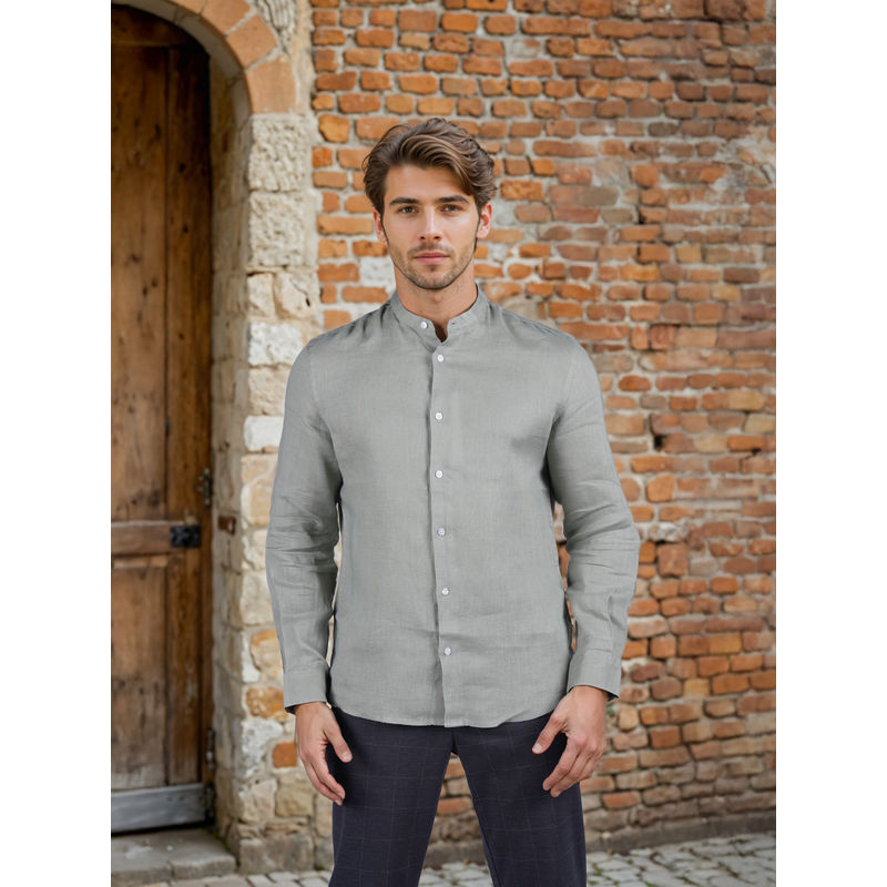 Buy CELIO Men Green Solid Regular Fit Linen Shirt Online
