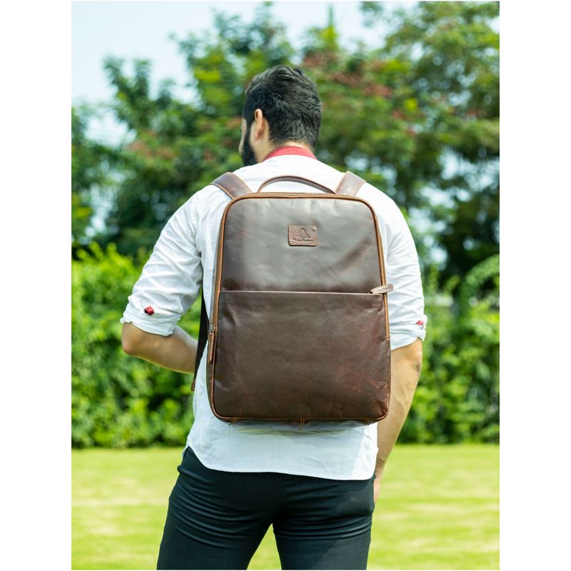 Buy PICCO MASSIMO Brown Premium Leather Work-Casual Laptop Backpacks Online