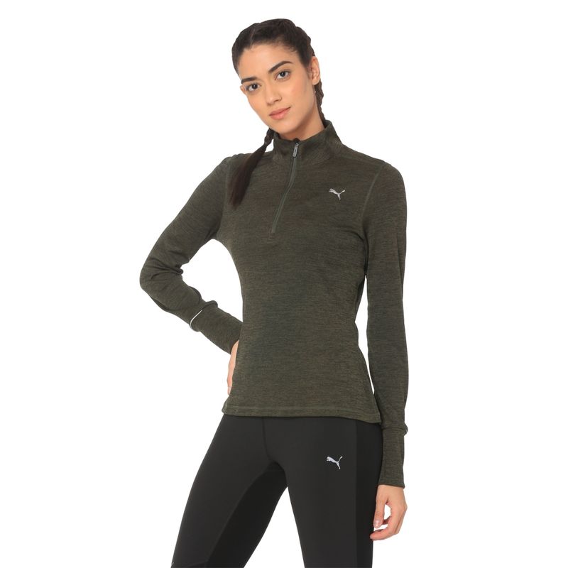 Buy Puma Ignite 1/2 Zip Women Green Sweatshirt Online