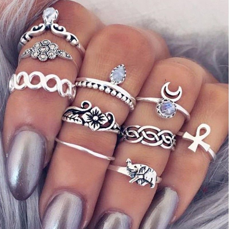 OOMPH Jewellery Ten Piece Ring Set For Women & Girls: Buy OOMPH ...