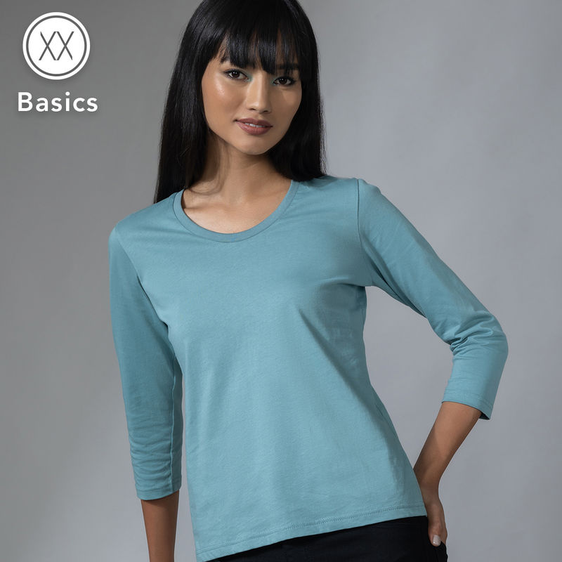 Buy Twenty Dresses by Nykaa Fashion Basics Aqua Forever In Love With Comfort T-shirt Online
