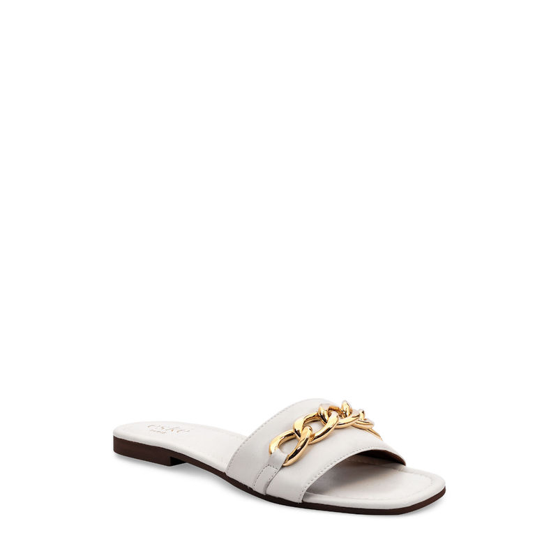 Buy Eske White Solid Rine Slide Flat Online