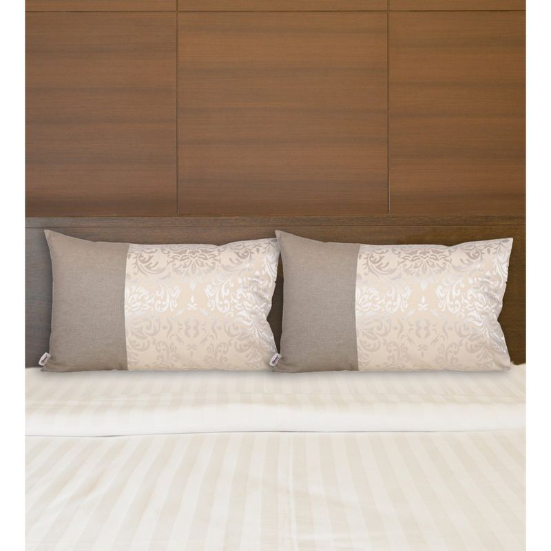 Buy Sivya by Home Cotton Pillow Cover 18x27 Inch, Cream Pack of 2 Online