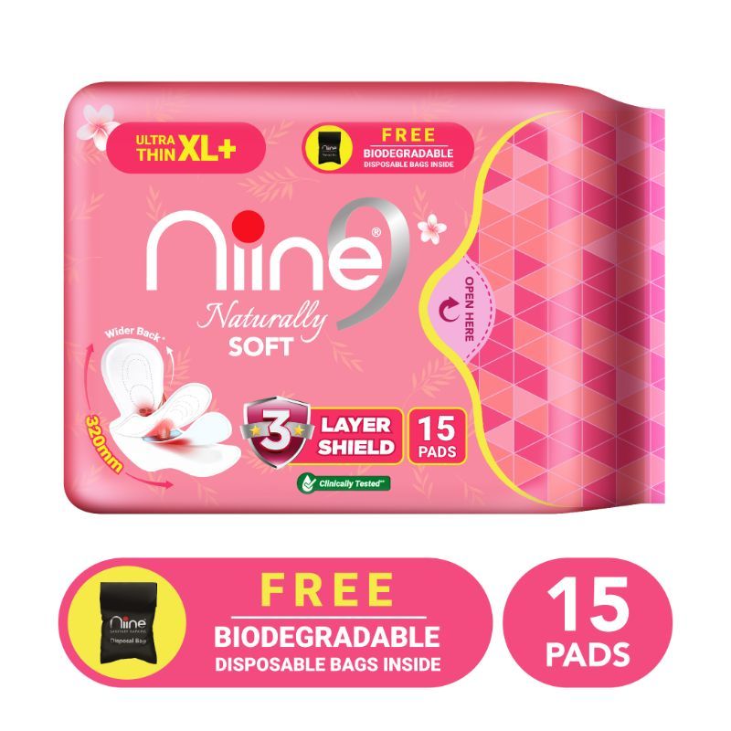 Buy Niine Naturally Soft Sanitary Napkin Ultra Thin Xl+ (320mm) Super ...