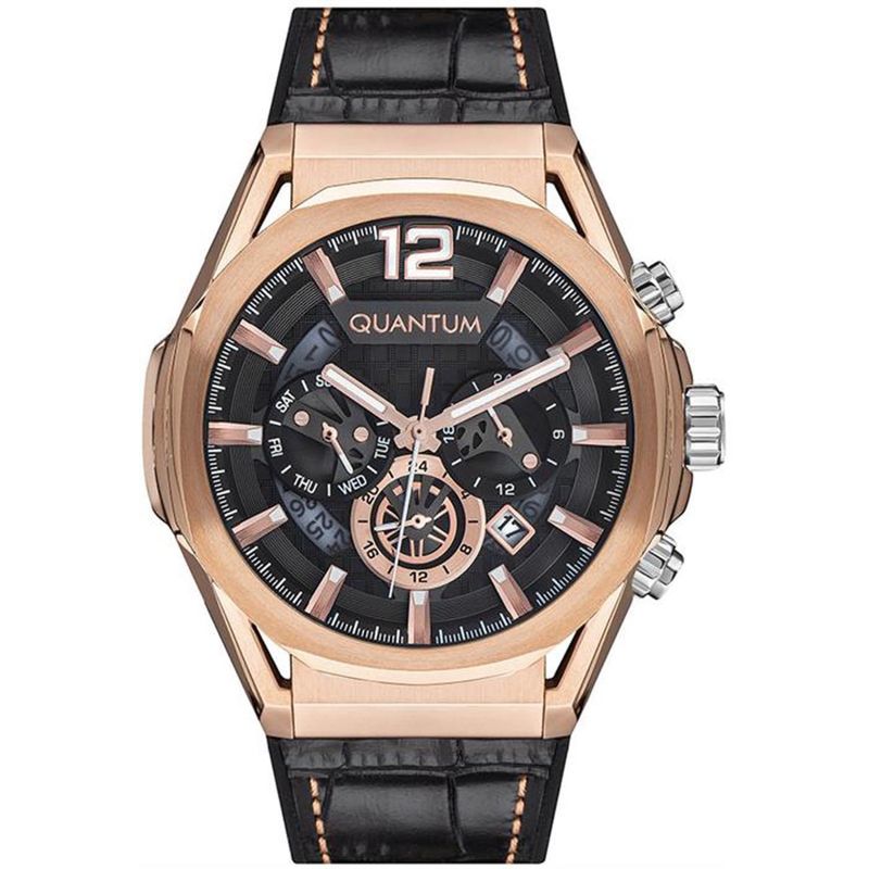 Buy Quantum Powertech Multifunction Dual Time Black Round Dial Mens Watch - PWG970.451_A (M) Online