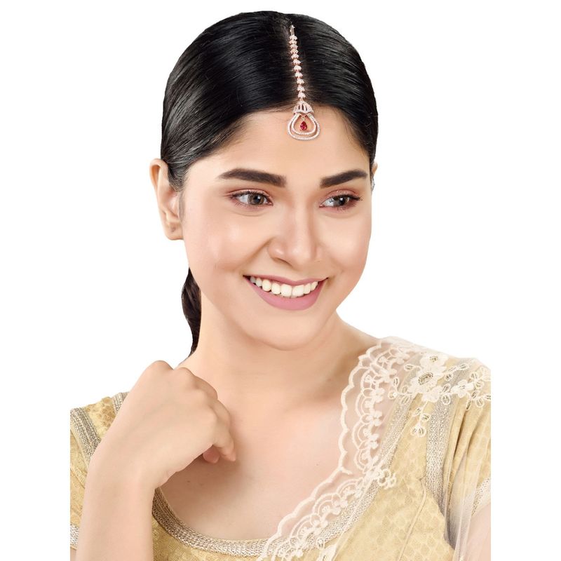 Buy Saraf RS Jewellery Rose Gold Plated Ruby Ad Studded Bell Shaped ...