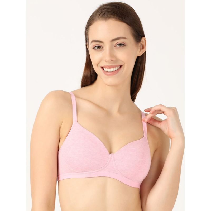 Buy Jockey MJ20 Wirefree Padded Cotton Elastane Full Coverage Beginners Bra-Pink Melange Online