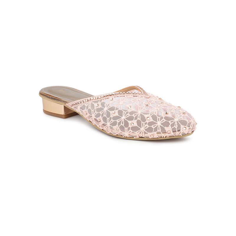 Buy Inc.5 Women Rose Gold Evening Block Heel Mules Online