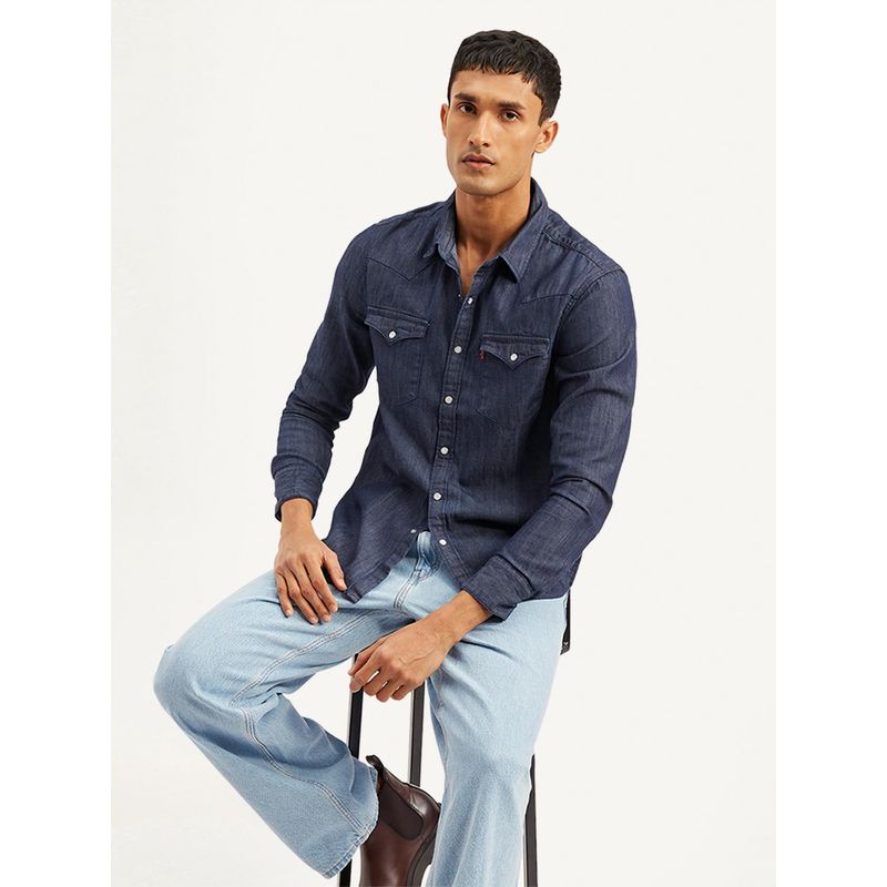 Buy Levi's Mens Blue Solid Slim Fit Shirt Online