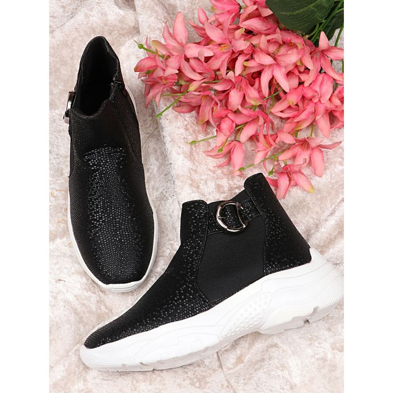 Buy Shoetopia Women Solid Black Boots Online