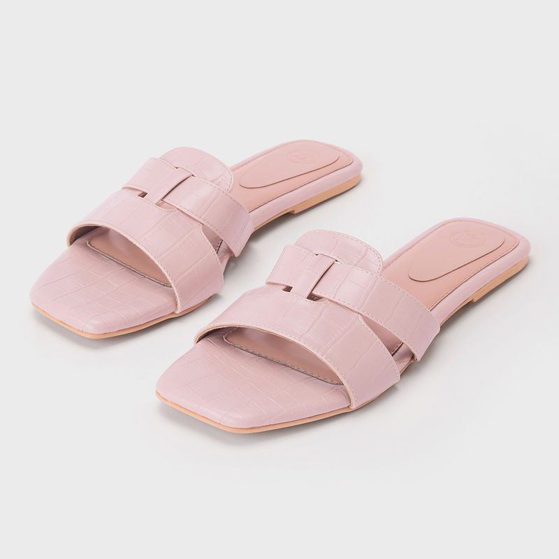 Buy Twenty Dresses by Nykaa Fashion Blush Pink Square Toe Croc Texture ...