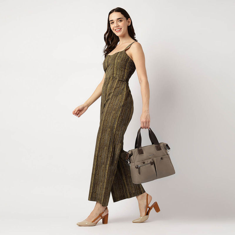 Buy Fastrack Brown Colorblock Nylon Handbag with Detachable Strap Online