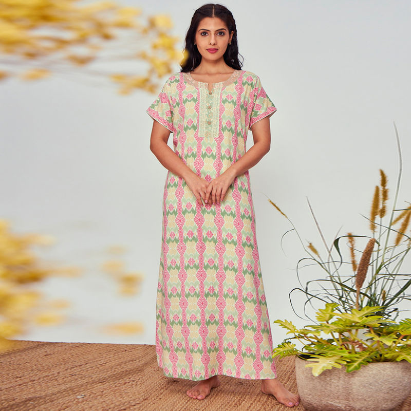 July for Women Rayon Pink Long Nighty - JJN371 - Pink: Buy July for ...