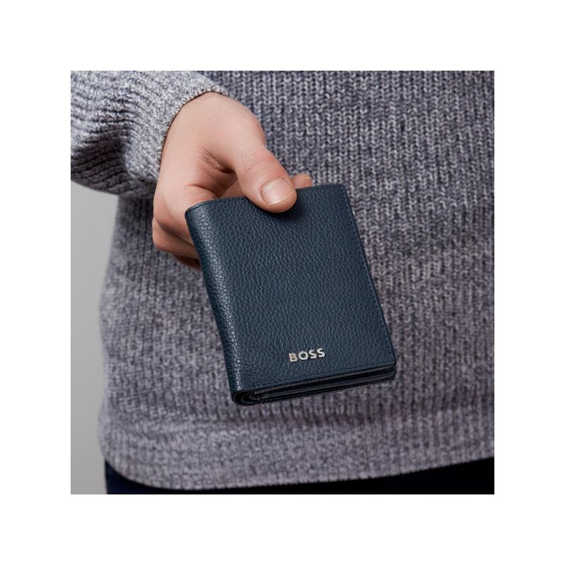 Buy Hugo Boss Classic Grained Navy Blue Folding Card Holder Online