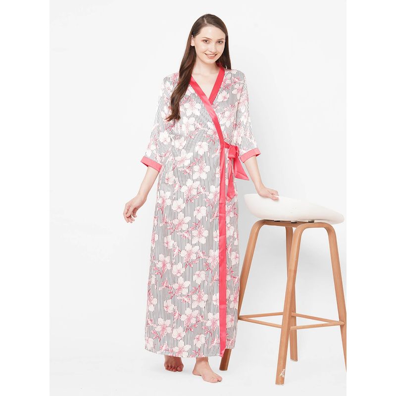 Buy Sweet Dreams Women Striped Full Length Nighty Gown with Inner (Set ...